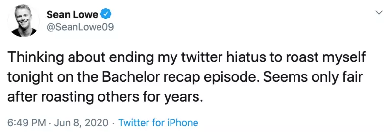 Seanas Lowe'as bakalauras tviteryje rašė 17 sezono metu su Catherine Giudici 8